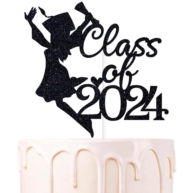 BLACK GLITTER CLASS of 2024 Cake Topper Congrats Grad 2024/You Did It ...