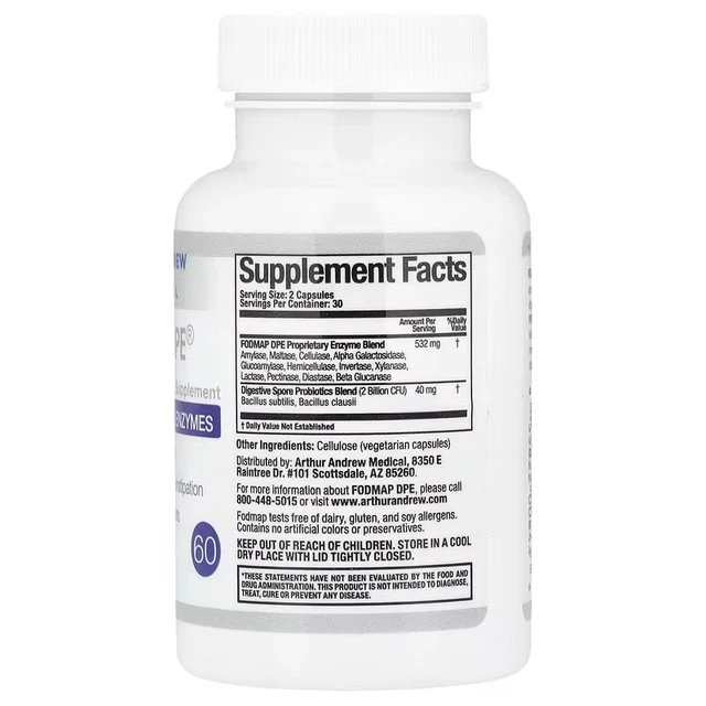 ARTHUR ANDREW MEDICAL, FODMAP DPE, 60 Caps, Expiry:08/2027 £38.99 ...
