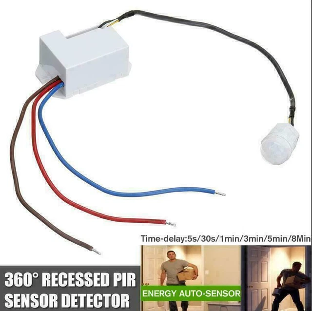 360 DEGREE RECESSED PIR Sensor Detector Ceiling Occupancy Motion Light ...