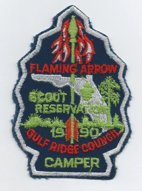 1990 FLAMING ARROW Scout Reservation Camper Patch (Gulf Ridge Council ...