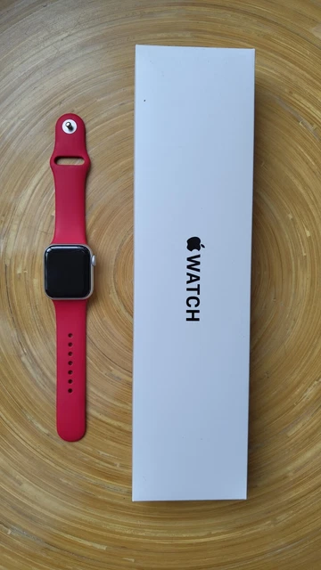 APPLE WATCH SE (2022) 40mm Silver Aluminium Case with Red Sport Band. £ ...