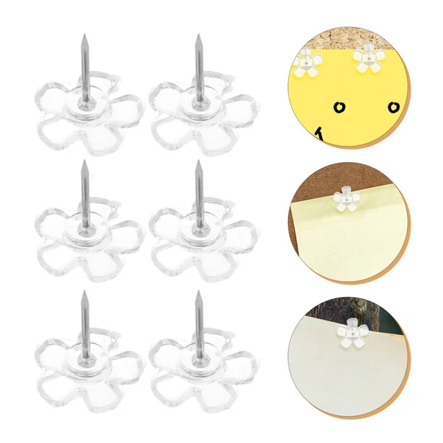 100 PCS MESSAGE Board Tacks Clear Thumbtacks for Wall Map Push Pin $18. ...