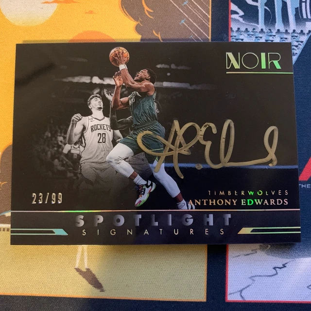 2022-23 PANINI NOIR Spotlight Signatures Anthony Edwards Gold Ink Auto ...