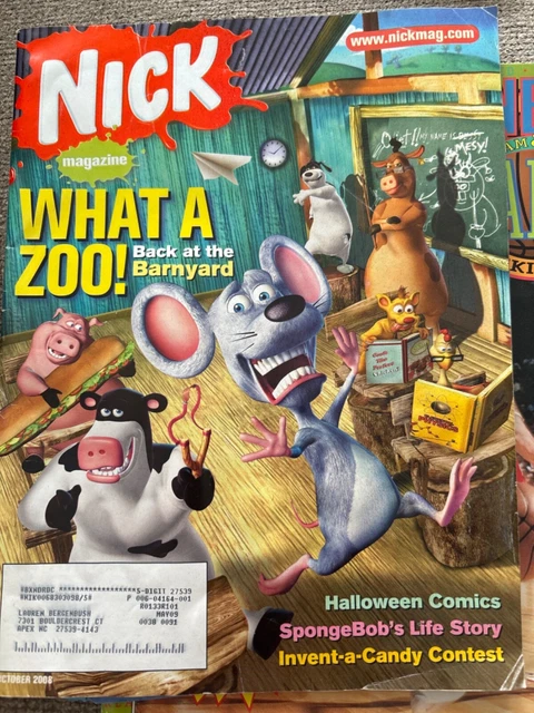 NICKELODEON NICK MAGAZINE Oct 2008 Barnyard Bigfoot Spongebob Doorknob ...