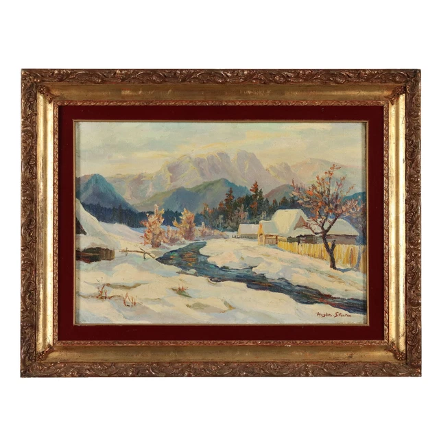 TABLEAU ANCIEN H. Hughes-Stanton Paysage de Neige Huile sur Toile '900 EUR 565,00 - PicClick FR