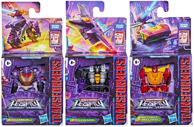 HASBRO TRANSFORMERS LEGACY Core Class Skywarp,Iguanas,Hot Rod Set ...