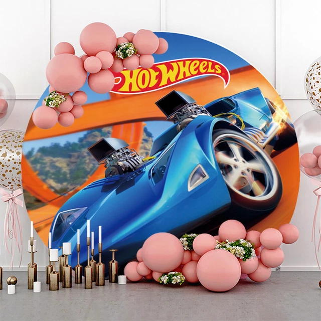 ROUND HOT WHEELS Backdrop Boys Racing Car Birthday Party Photo ...
