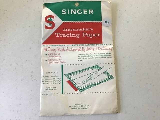 SINGER DRESSMAKER’S TRACING Paper Vintage Collectible Sewing Bee ...