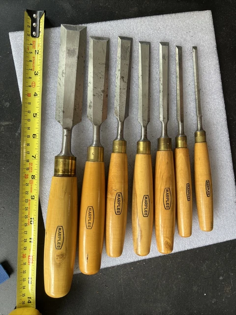 VINTAGE MARPLES CHISEL set of 7 - Made In England Wood Handles £28.35 ...