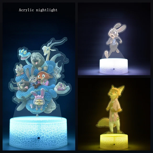 ZOOTOPIA2 SIGN ANIME Night Light Ornament Kawaii Gary Nick Judy 3D ...