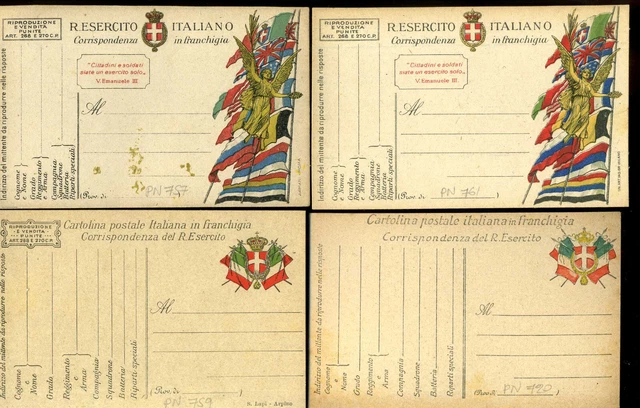 PRIMA GUERRA FRANCHIGIA Posta Militare Nuova 4 diverse x Tipo o Editore pn 008 EUR 5,49 ...