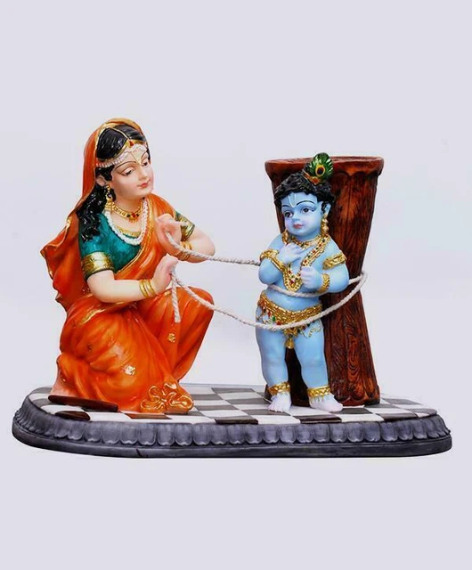 HINDU GOD MAA Yashoda Binding Lord Krishna Idol Sculpture Statue ...
