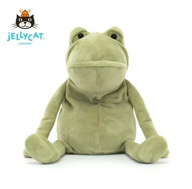 33CM JELLYCAT FERGUS Frog Soft Plush Green Velour Beany Paws Tags Dust ...