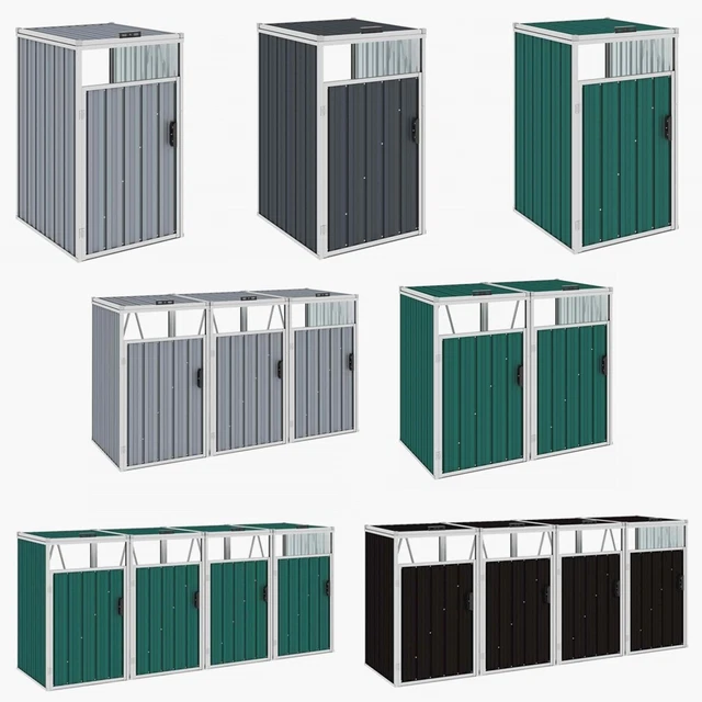 MÜLLTONNENBOX MÜLLTONNENVERKLEIDUNG MÜLLBOX 1/2/3/4er Mülltonnen ...