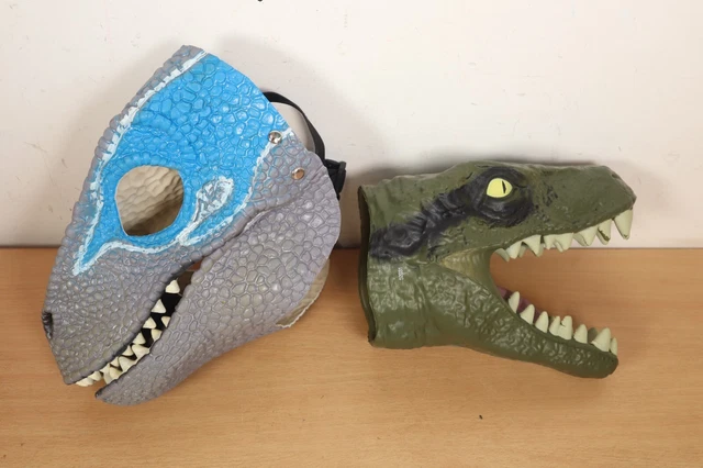 JURASSIC WORLD VELOCIRAPTOR Raptor Blue Dinosaur Mask + Head Foam Hand ...