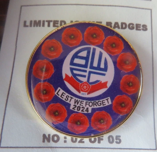 BOLTON WANDERERS LARGE Very Rare Circular Coloured 2024 Popp.y Badge £9 ...