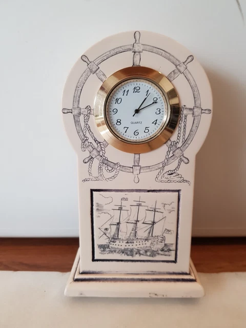HMS VICTORY CERAMIC Mantle Clock H14cm X 8cm Vgc New Battery Fitted £39 ...