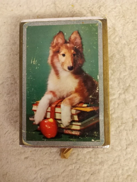 VINTAGE ROUGH COLLIE Dog Deck Of Playing Cards Hercules Chemical Works ...