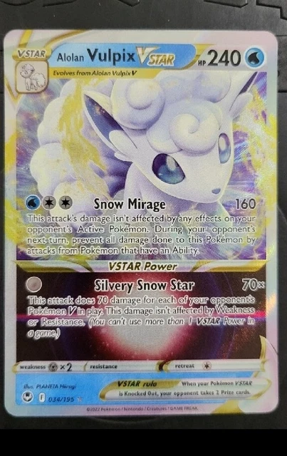 POKÉMON TCG ALOLAN Vulpix VSTAR Silver Tempest 034/195 Holo Ultra Rare ...