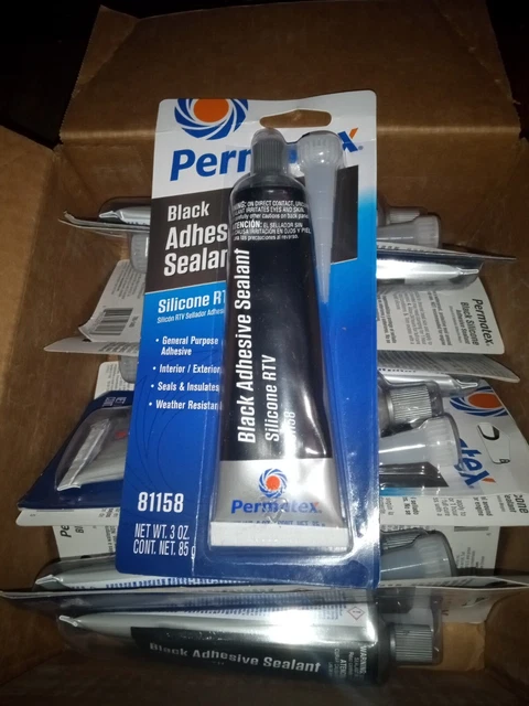 PERMATEX 81158 BLACK Silicone Adhesive Sealant, 3 oz. Tube, Case of 10 ...