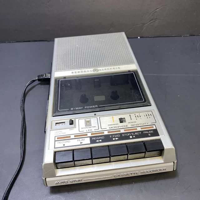 VINTAGE GENERAL ELECTRIC AC/DC Portable Cassette Tape Recorder Model 3 ...