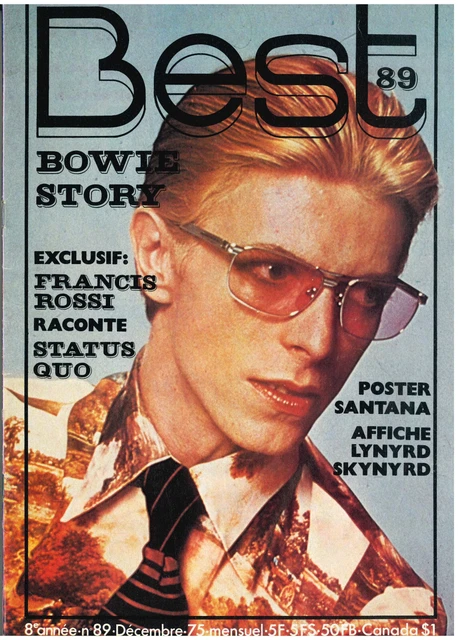 MAGAZINE REVUE BEST 89 1975 Bowie-Status Quo-Santana-Lynyrd Skynyrd ...