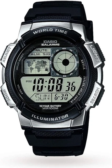 CASIO COLLECTION MEN'S BLACK AE-1000W-1A2VEF Digital Chronograph Sports Watch £26.89 - PicClick UK