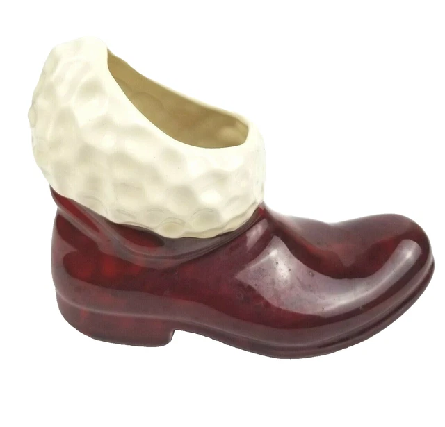 SANTA CLAUS RED Boot Planter Ceramic Vintage Christmas Decoration £14. ...