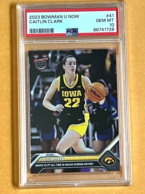 CAITLIN CLARK 2024 Bowman U NOW #41 PSA 10 Iowa Hawkeyes 2° marcatore ...