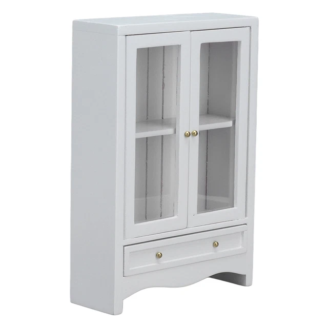 DOLLHOUSE CABINET 1:12 Doll House Mini Double Door Wooden Display ...