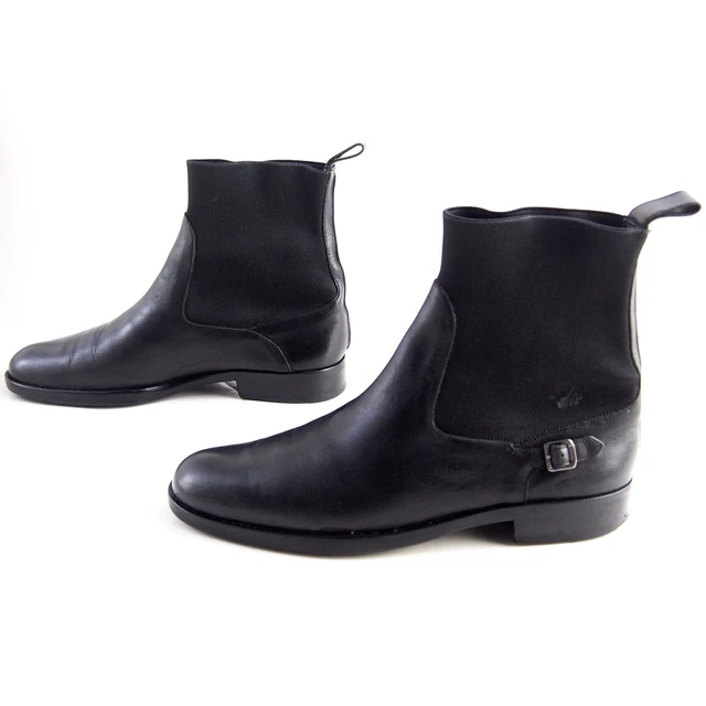 BALLY CHELSEA BOOTS Black Leather Textile Mens Shoe Size US 7.5 EU 40.5 ...