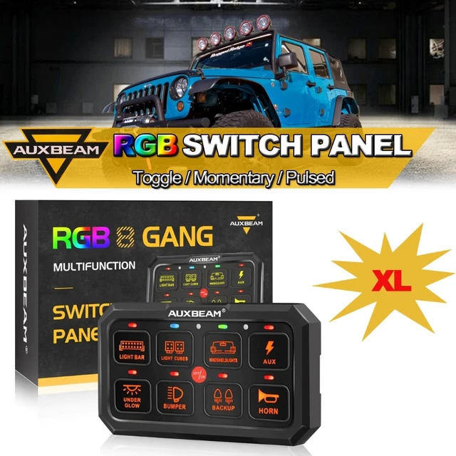 AUXBEAM RGB 8 Gang Switch Panel LED Headlight Multi-Function Controller ...