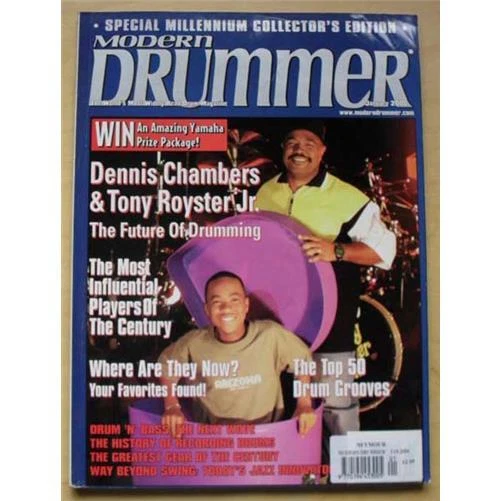 DENNIS CHAMBERS/TONY ROYSTER Jr Modern Drummer Magazine Jan 2000 Dennis ...