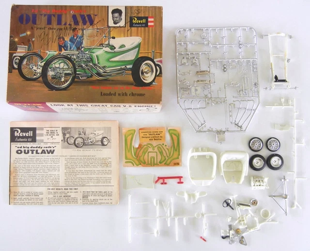 VTG 1962 REVELL OUTLAW Model Kit BOX SIGNED by Ed BIG DADDY Roth RAT ...
