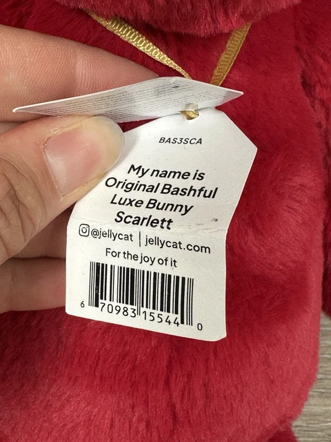 JELLYCAT ORIGINAL MEDIUM Bashful Luxe Bunny Scarlett With Creased Paper ...