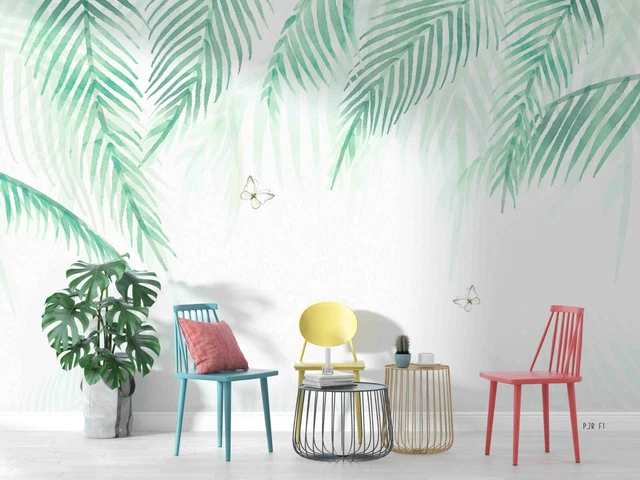 3D HAND DRAWN Tropical Leaf Wall Murals Wallpaper Murals Wall Sticker ...