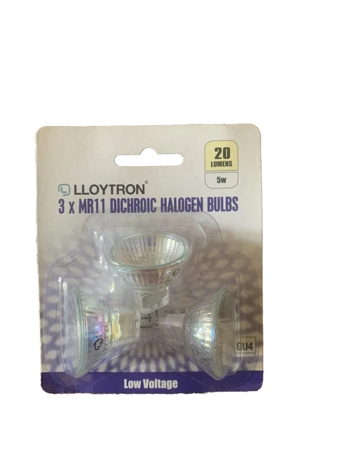 LLOYTRON MR11 Halogen Bulbs 5w-12v Gu4-2800k Dimmable One Pack 3 Bulb ...