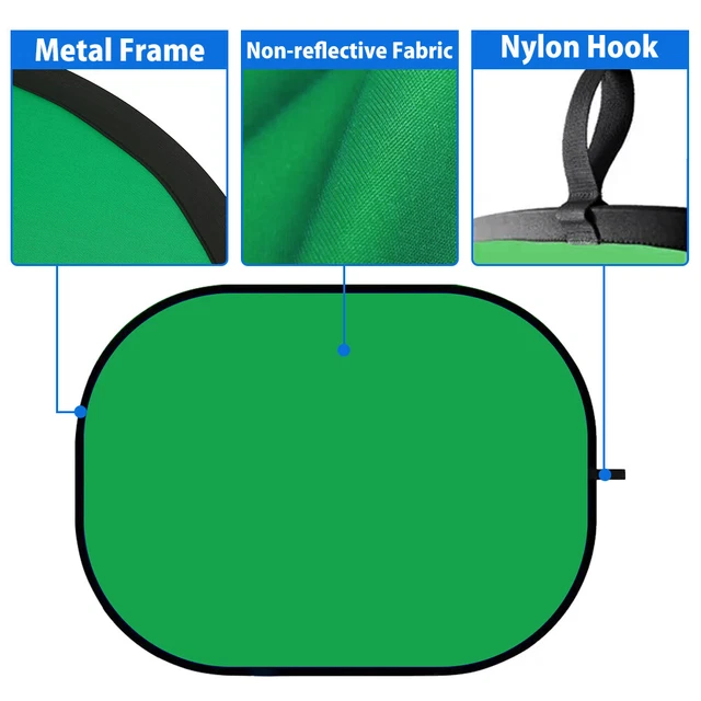 GREEN SCREEN BACKDROP Double-Sided 2-in-1 Blue Screen Pop Up Chromakey ...