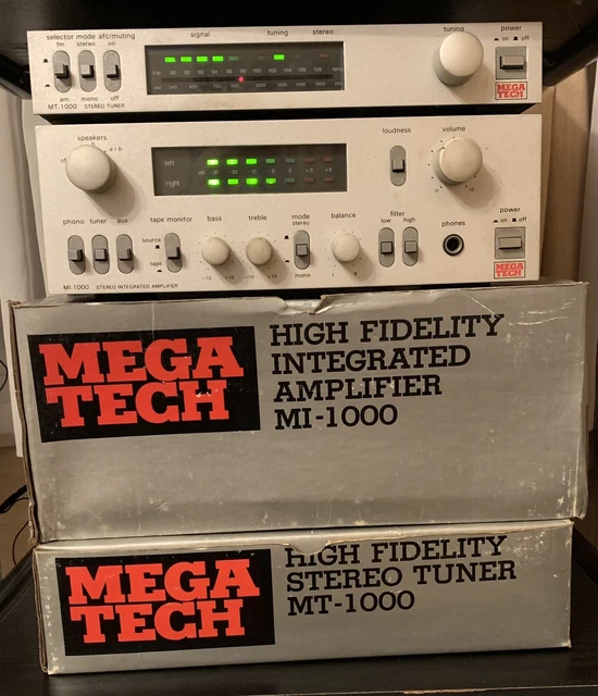 VINTAGE MEGA TECH Integrated Amplifier MI-1000 + Receiver MT-1000 Boxed ...