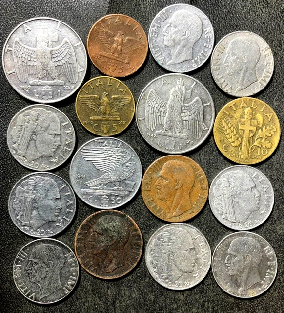OLD ITALY COIN LOT - FASCIST WW2 ERA - 16 Uncommon Coins - Lot #J14 £9. ...
