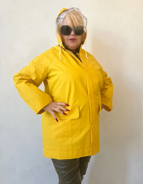 FRIESENNERZ LACKMANTEL REGENMANTEL Gummimantel Ölzeug PVC vintage Gelb S Kapuze EUR 12,50 ...
