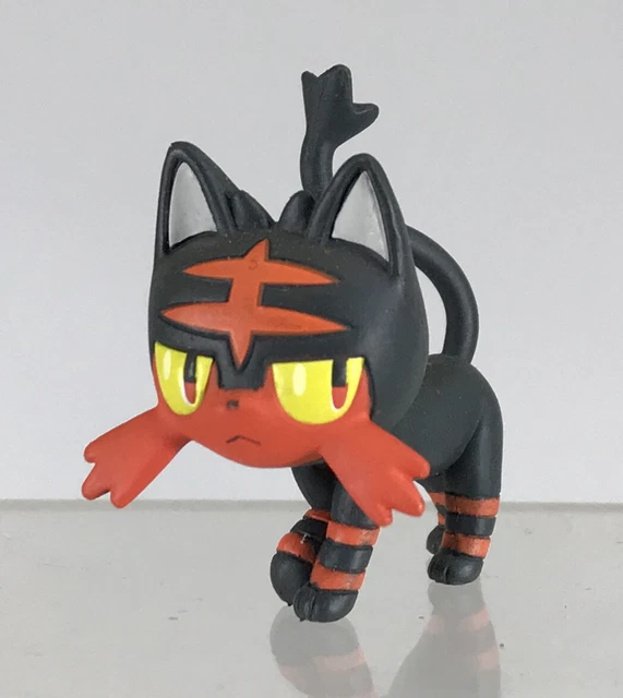 POKÉMON BATTLE READY Litten 1.5” Black Cat Figure Tomy Nintendo Rowlet ...