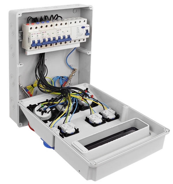 BAUSTROMVERTEILER WANDVERTEILER KOMPLETT 32A 16A 230V Bals Fi Schalter Zähler EUR 84,77 ...