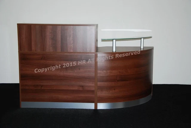 RECEPTION DESK WALNUT reception desk CURVED GLASS UNIT RECEPTION ...