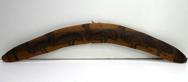 AUSTRALIAN ABORIGINAL WIRE Burnt Emus Wooden Boomerang EUR 59,14 ...