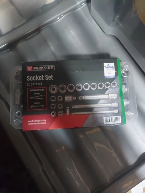 PARKSIDE SOCKET SET (20 Piece) New Sealed With Wobble Extension Setting ...