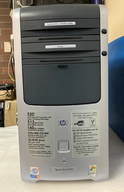 ~ VINTAGE HP pavilion a630n Desktop Pentium 4 CPU / 512MB RAM ...