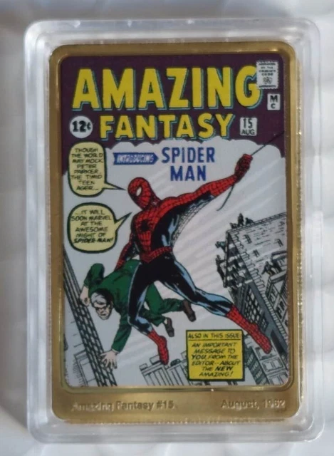 MARVEL COMICS SPIDER-MAN Gold-Plated Commemorative Ingot In A Capsule £ ...