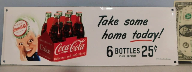 COCA~ COLA COKE Sprite Boy Soda Pop SIGN Enamel Porcelain On Metal 17" x 5 1/2" £37.12 - PicClick UK