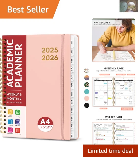 A4 2025-2026 TEACHER & Student Planner - Monthly/Weekly with Elastic ...